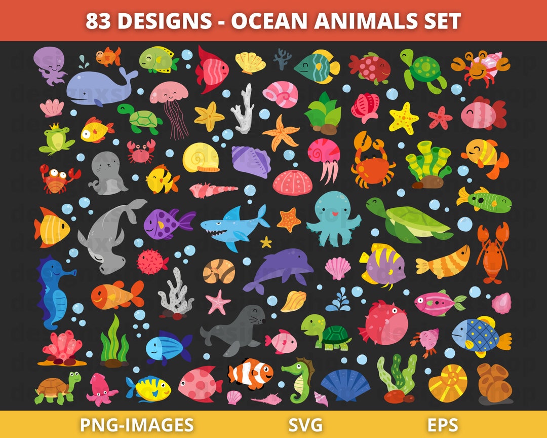 Ocean Animal Clipart, Sea Animals Clipart, Sea Life Clipart, Sea ...
