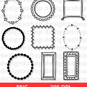 Digital Frames Clipart, Doodle Frames Clipart, Hand Drawn Frames ...