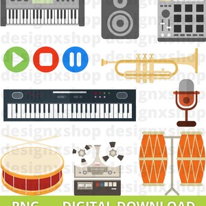 Musical Instruments Clipart | Music Bundle | Guitar | Violin | Drums ...