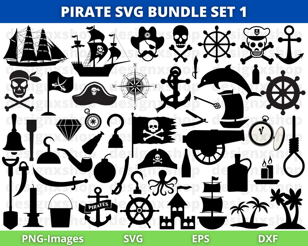 Pirate SVG Bundle, Pirate SVG, Pirate Silhouette, Pirate Map Svg, Skull ...