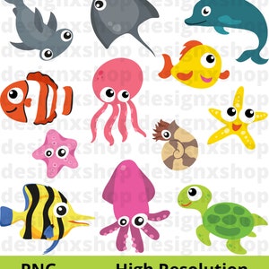 Sea Animals Clipart, Sea Life Clipart, Ocean Animal Clipart, Sea ...
