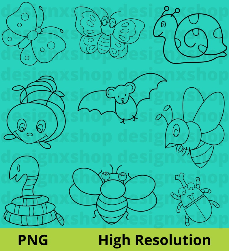Bugs Outline Clipart Insects Svg Silhouette Cute Bugs - Etsy