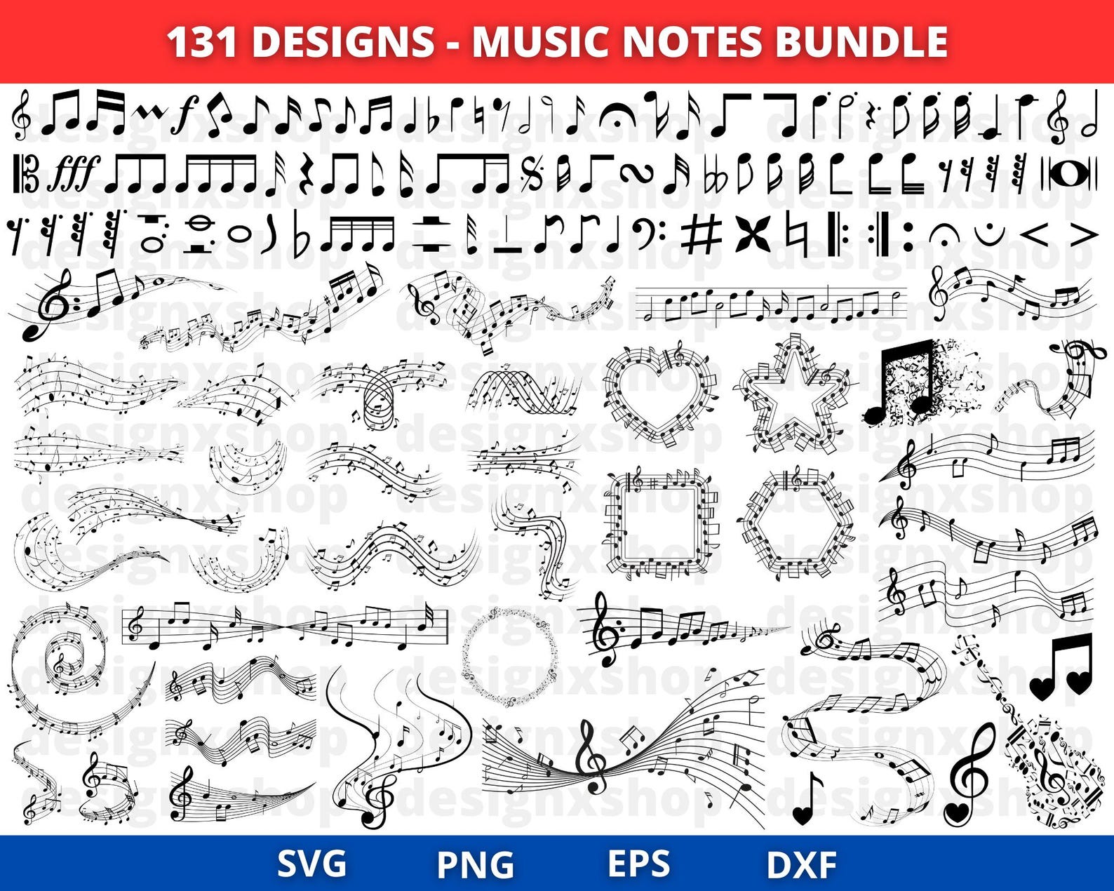 Music Notes SVG, Guitar Note Svg, Musical Notes Clipart, Music Symbols ...
