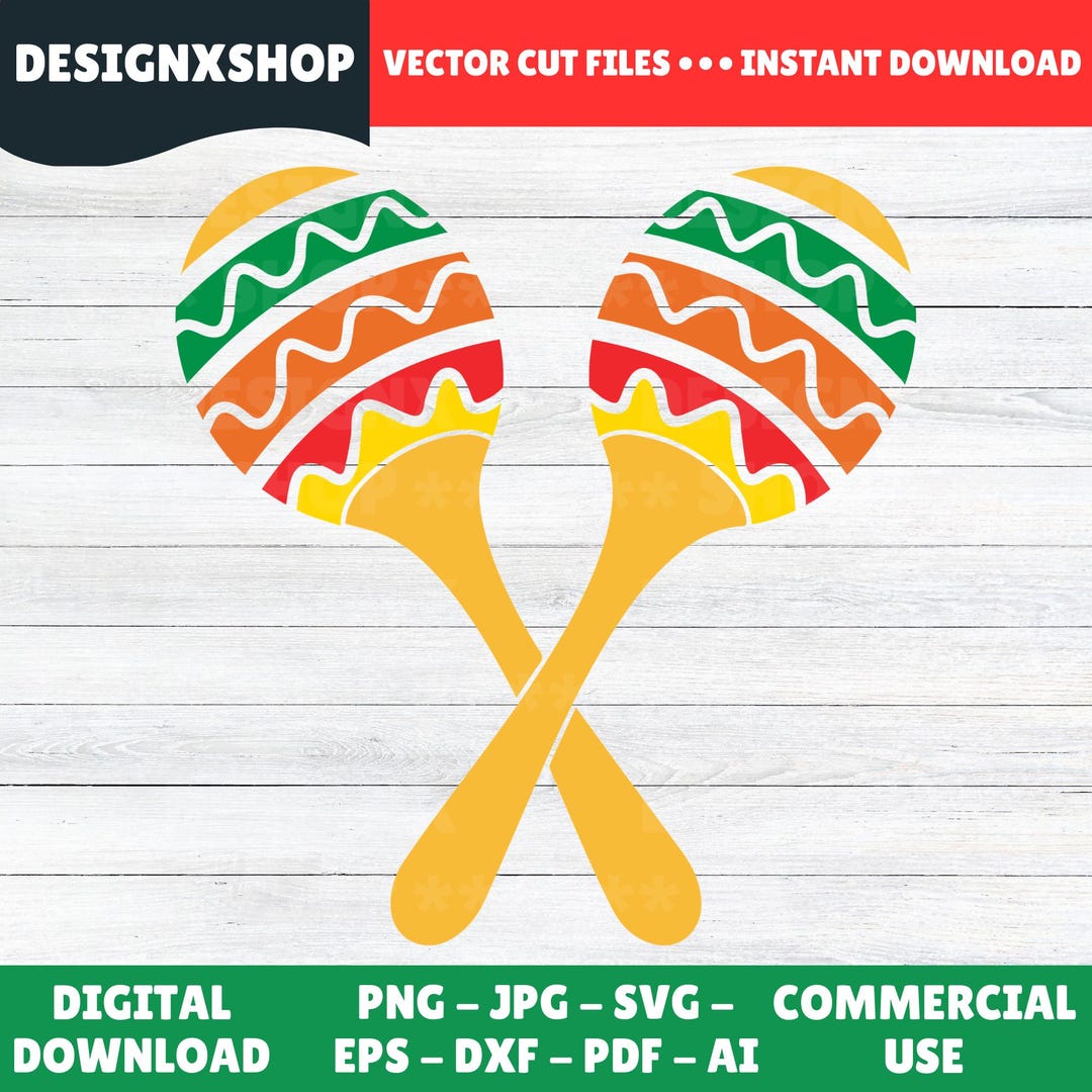 Maracas - Instant Digital Download - Svg, Png, Dxf, Jpg, Pdf, Eps Files ...