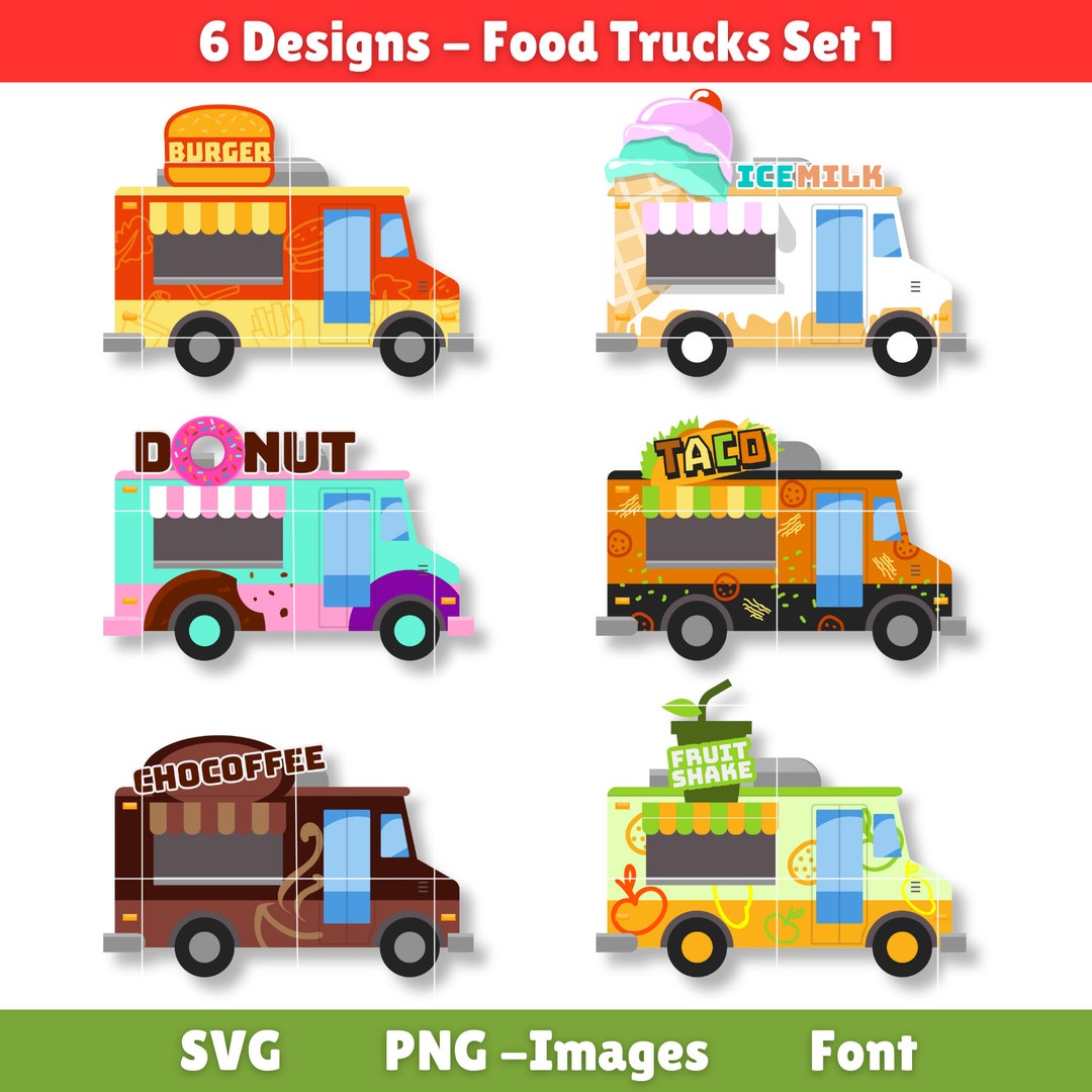 Food Truck Clipart, Food Trucks, Donut, Burger, Ice Cream, Cho Coffee ...