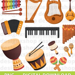 Musical Instruments Clipart | Music Bundle | Guitar | Violin | Drums ...