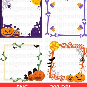 Halloween Frames Clipart: Spooky Pumpkin PNG Bundle (digital Download ...