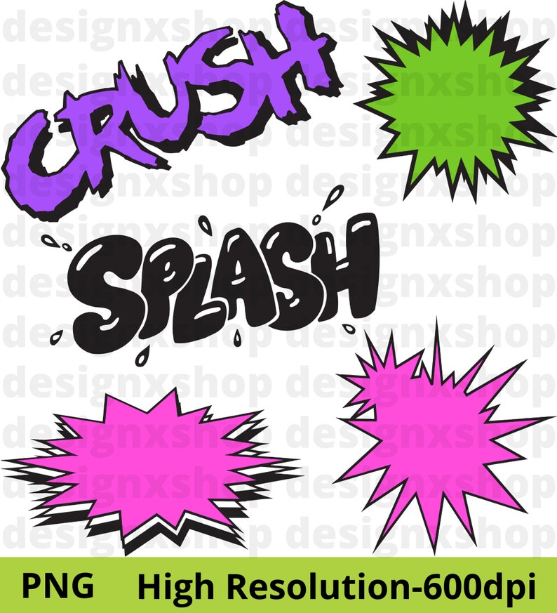 Comic Book Clipart, Superhero Action Bubbles, Pop Art (svg, Png, Jpg ...