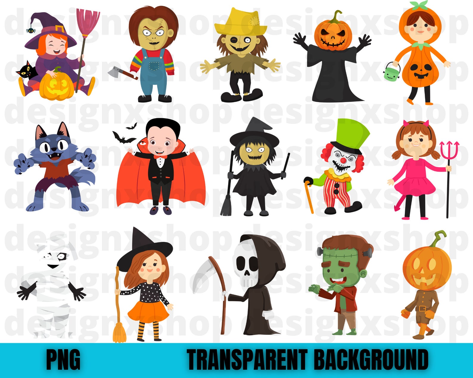 Halloween Kids Costume Clipart | Halloween Character Svg Bundle ...