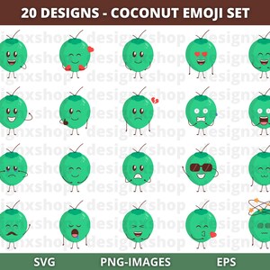 Coconut Clipart, Coconut Svg, Fruit Clipart, Cute Coconut PNG, Kawaii ...