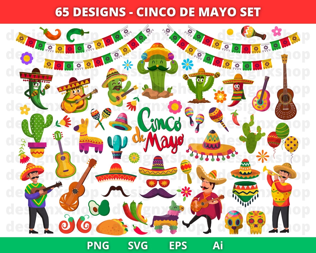 Cinco De Mayo Clipart Bundle: Mexican Fiesta Designs (digital Download ...