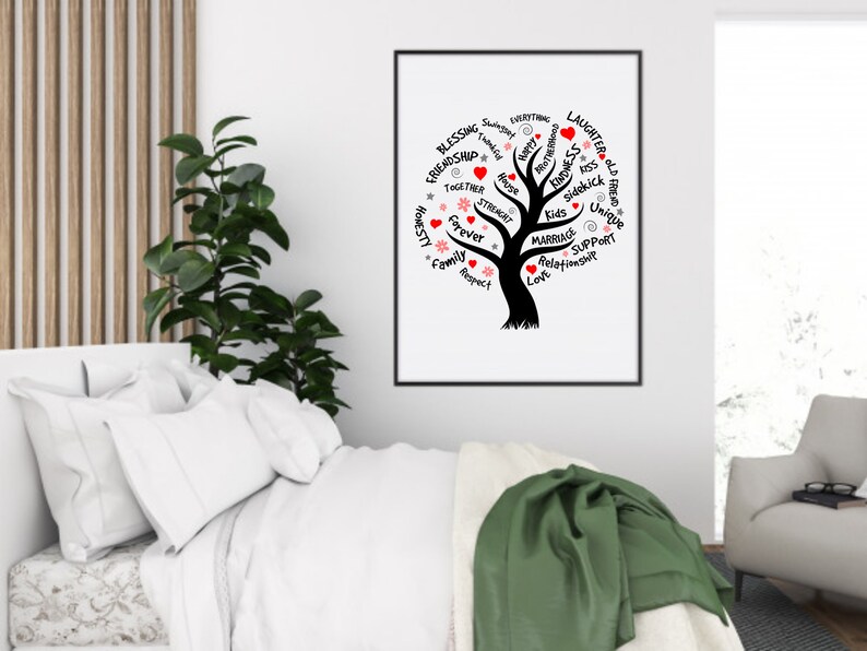 Family Word Tree Art Family Tree Print Word Wall Art Family - Etsy