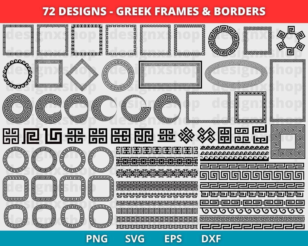 Greek Pattern SVG Bundle, Greek Border, Greek Key Frame Svg, Decorative ...