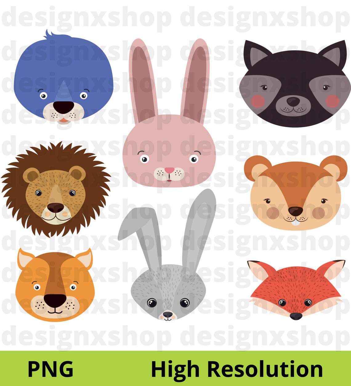 Animal Face Clipart Bundle: Jungle Nursery Design (SVG & PNG) - Etsy Canada