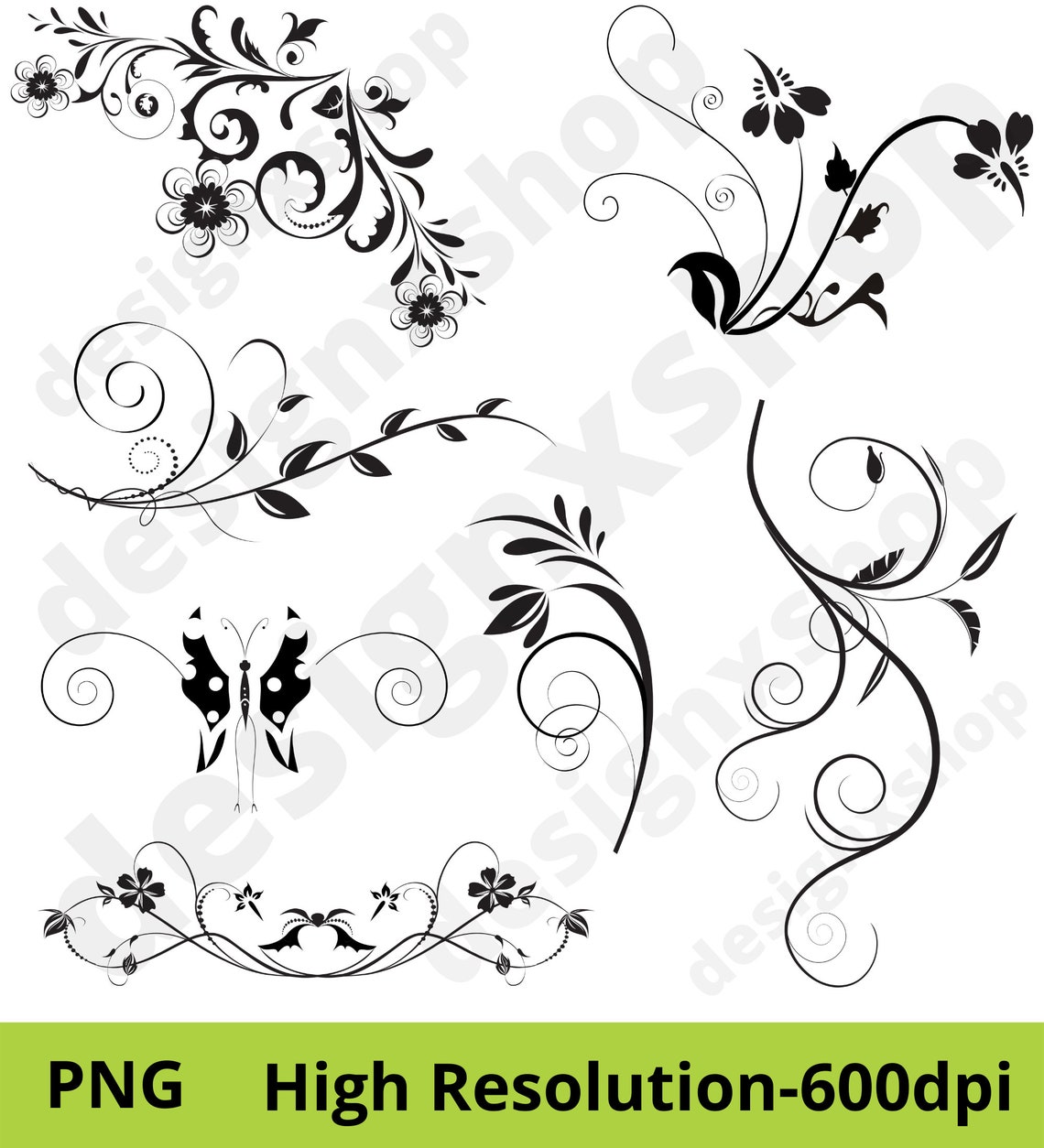 Ornament SVG Flower Ornament Bundle Flower Clipart Floral | Etsy