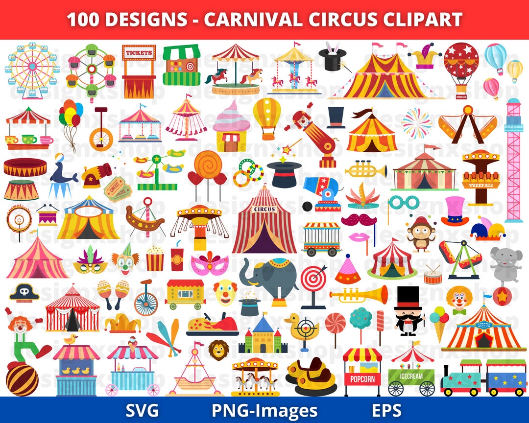 Carnival Clipart, Circus Clipart, Circus Printable, Amusement Park ...