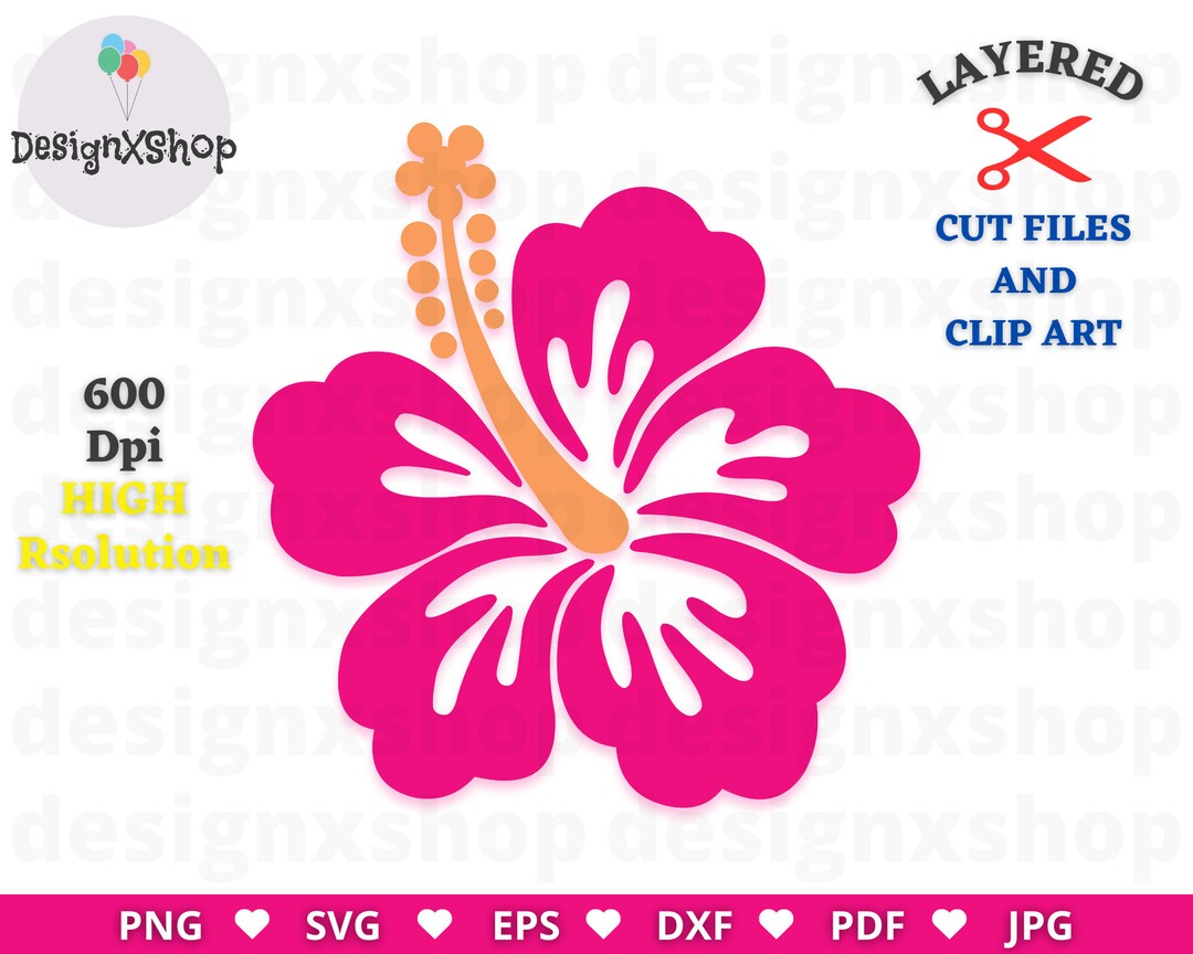 Hibiscus Svg, Hibiscus Flower Svg, Hibiscus Clipart, Hawaiian Flower ...