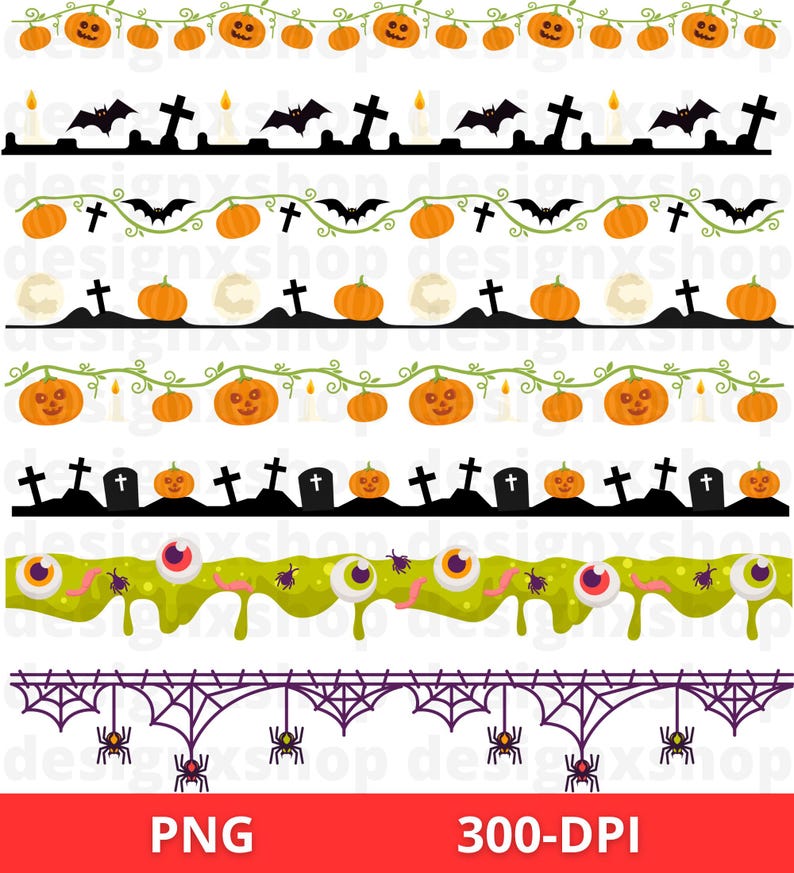 Halloween Borders Clipart, Halloween Borders SVG, Halloween Digital ...