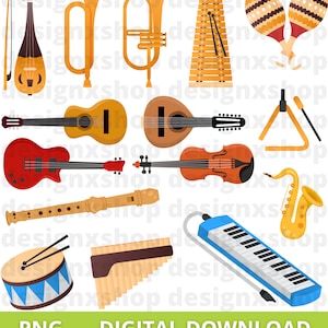 Musical Instruments Clipart | Music Bundle | Guitar | Violin | Drums ...
