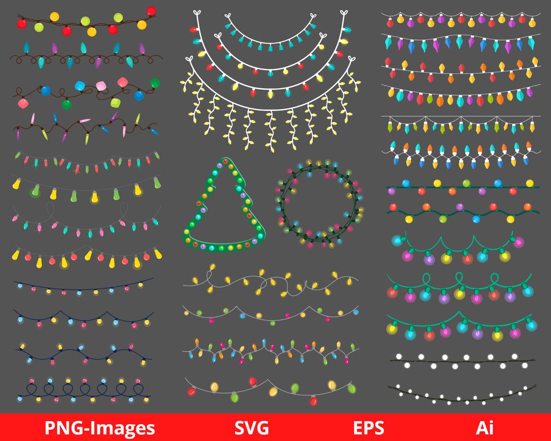 Christmas Lights SVG Christmas Lights Clipart Merry - Etsy