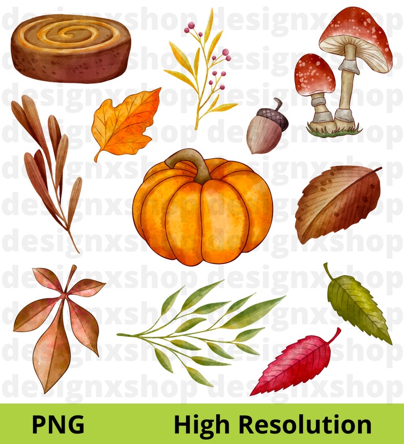 Watercolor Autumn Clipart Watercolor Fall Clipart Watercolor - Etsy