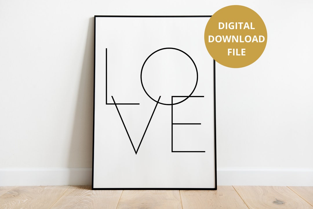 Printable Love Sign, Love Digital Print, Love Word Art, Modern Love ...