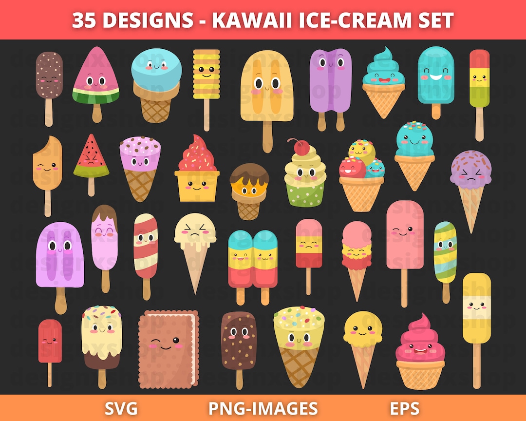 Kawaii Ice Cream Clipart, Ice-cream Clipart, Lollies Clipart, Candy ...