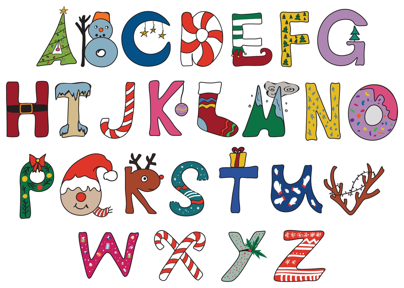 Christmas Alphabet Clipart Holiday SVG Letters Christmas - Etsy