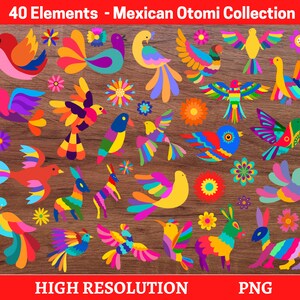 Mexican Otomi Clipart, Otomi Clipart, Mexico Clipart, Colorful Mexican ...