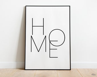 Home Print Home Sign Home Word Printable Black and White - Etsy
