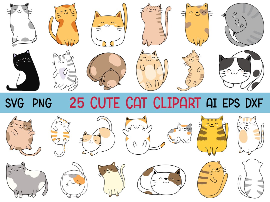 Cat SVG, Cute Cat Clipart, Kitty Cat Clipart, Playful Cats PNG, Pet ...