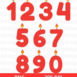 Colorful Birthday Candle Numbers Clipart: SVG, PNG, JPG (280 Files) - Etsy