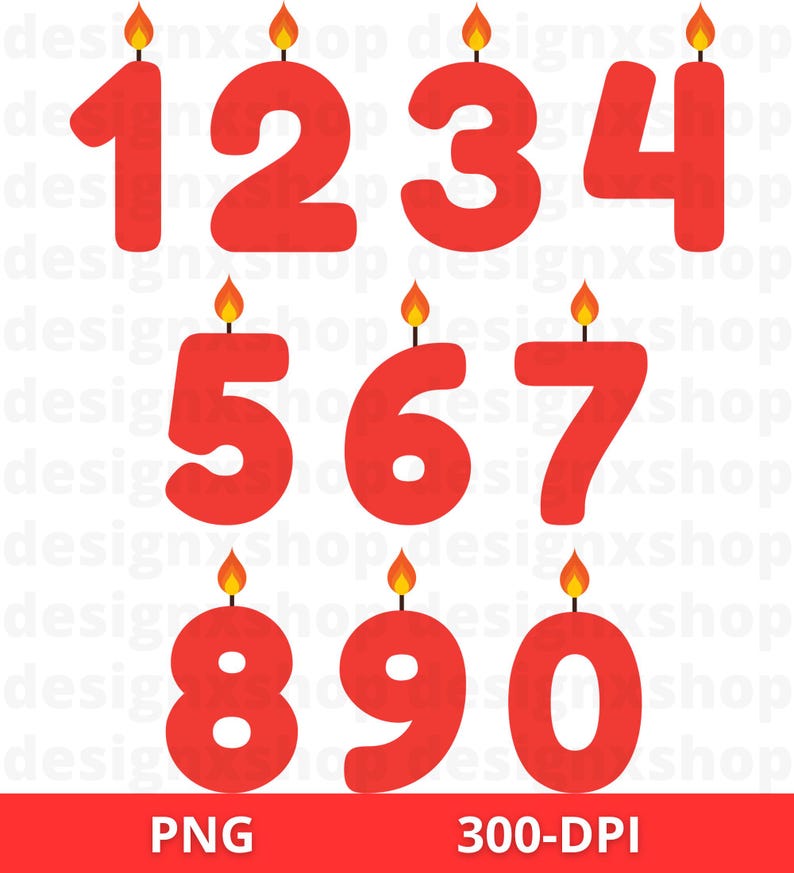 Colorful Birthday Candle Numbers Clipart: SVG, PNG, JPG (280 Files) - Etsy