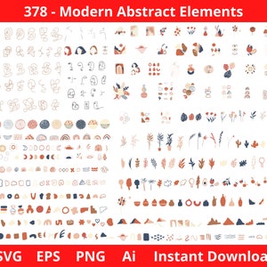 Abstract Boho Clipart, Mid-century Modern Clipart, Abstract Shapes ...