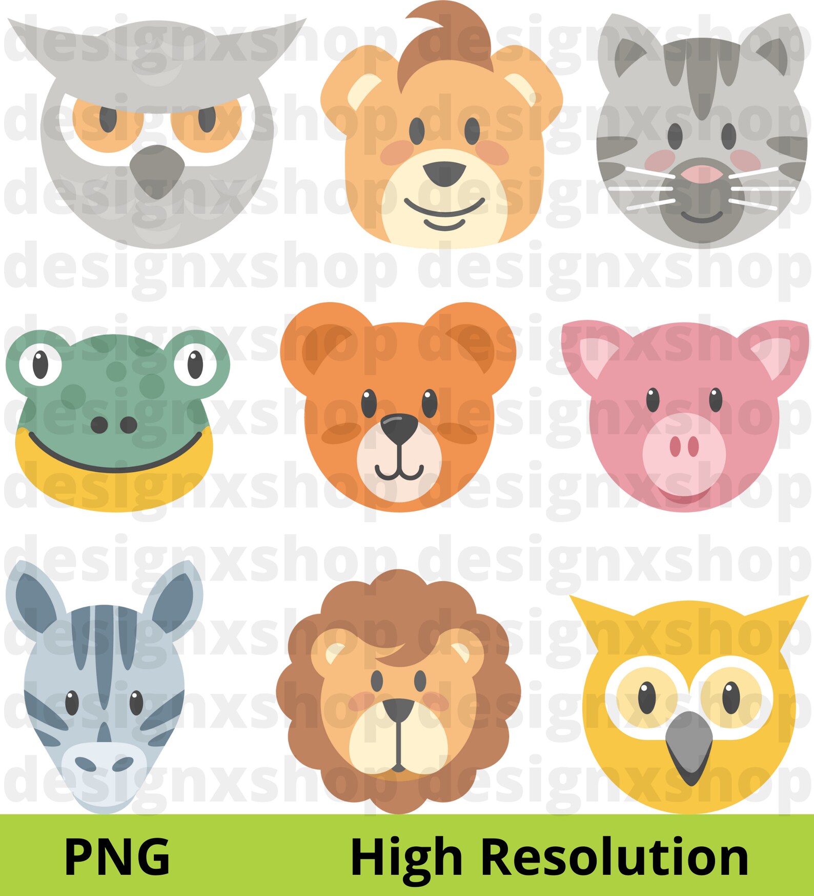 Animal Face Clipart, Animal Face Svg, Animal Clipart, Baby Animal ...