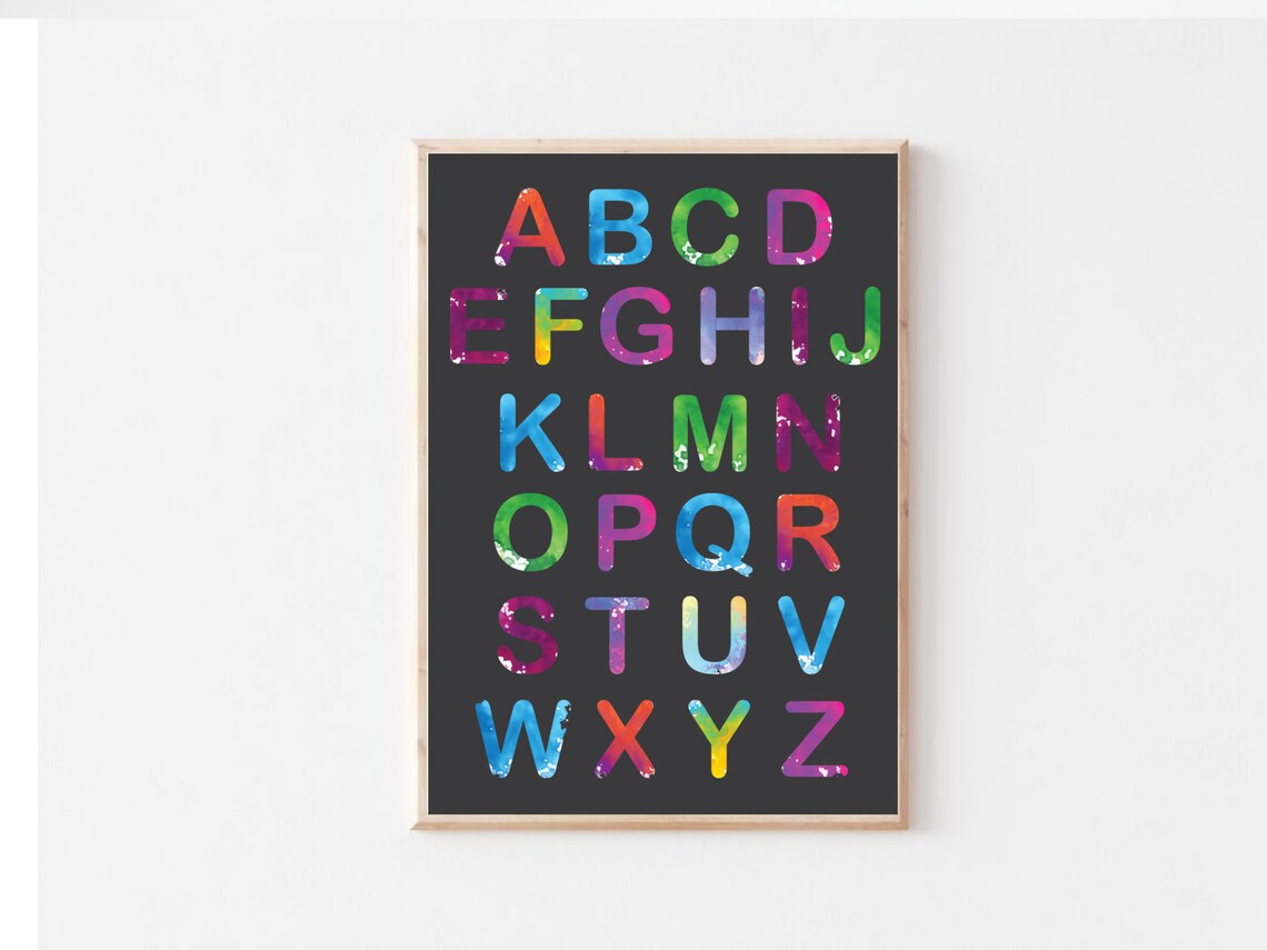 Alphabet Print Alphabet Poster Watercolor Alphabet Rainbow - Etsy