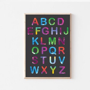 Alphabet Print, Alphabet Poster, Watercolor Alphabet, Rainbow Alphabet ...