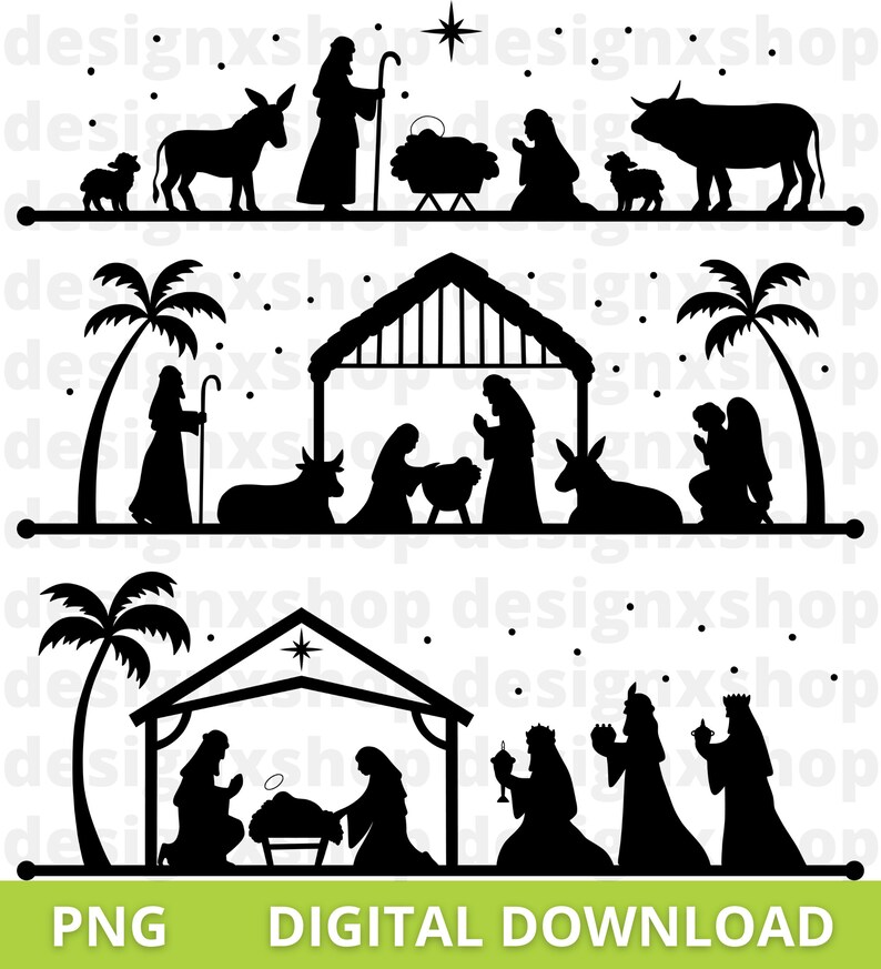 Nativity Scene SVG | Nativity Scene Clipart | Nativity SVG Bundle ...