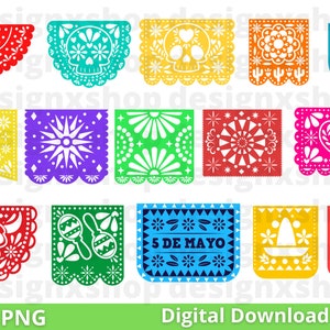 Papel Picado Svg Bundle | Papel Picado Png | Mexican Clipart | Cinco De ...