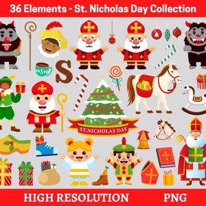 Saint Nicholas Day Clipart: Sinterklaas SVG & PNG Files - Etsy