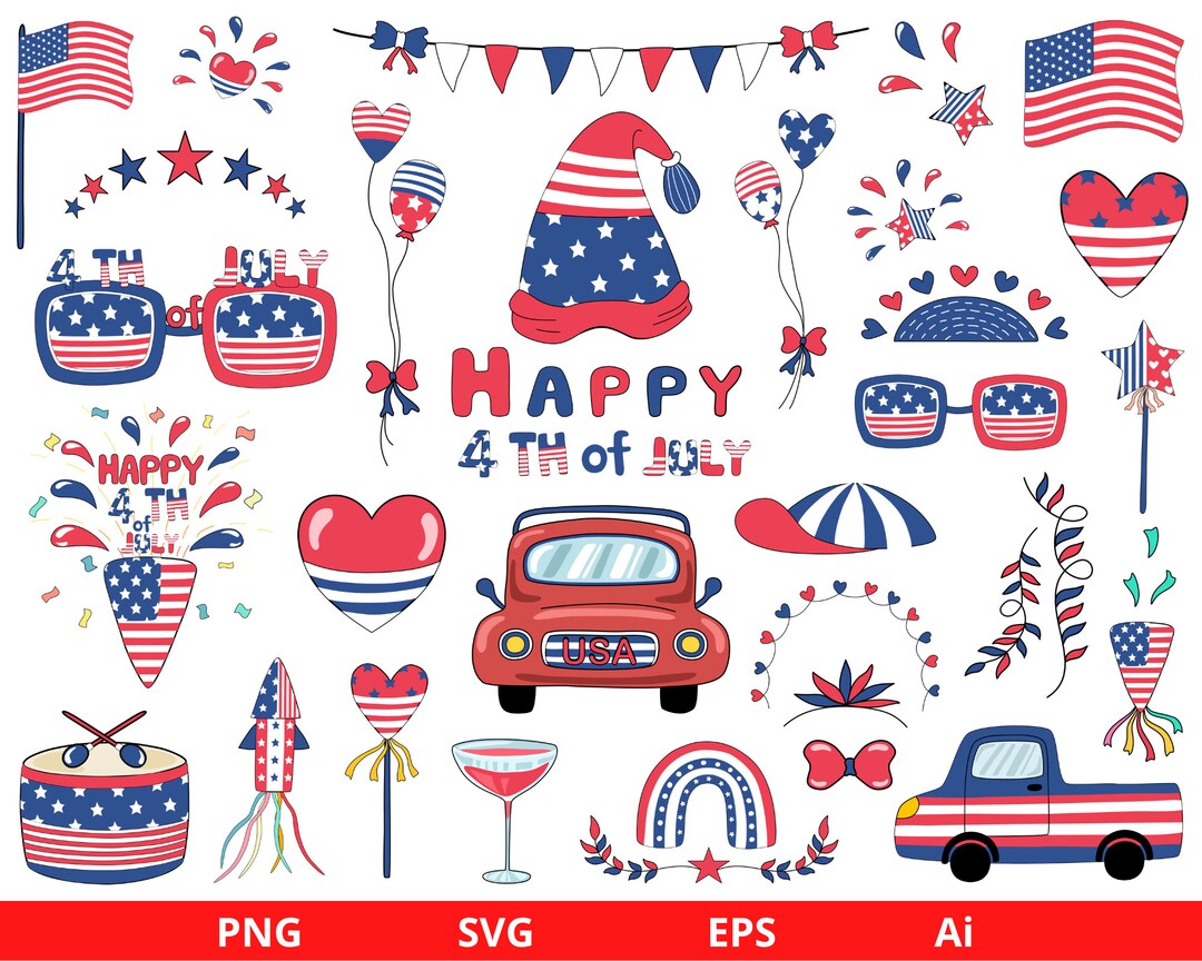 4th of July Clipart Independence Day Clipart Fourth of July - Etsy