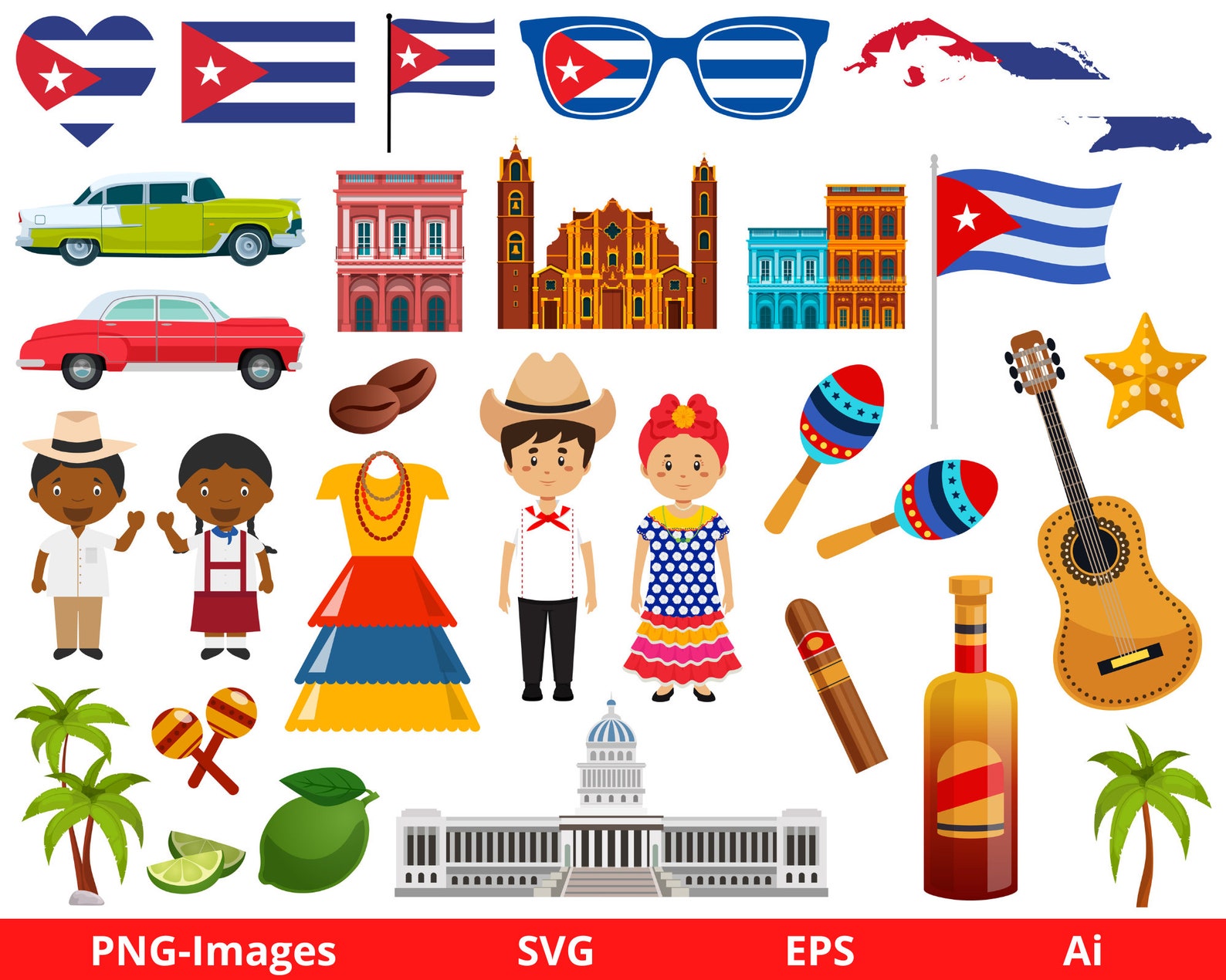 Cuba Clipart Havana Clipart Travel Clipart Country Clipart - Etsy
