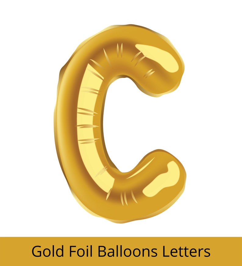 Golden Balloon Alphabet Clipart Gold Foil Balloons Letters - Etsy