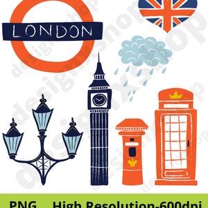 London Clipart, England Clipart, British Clipart, Hand Draw London ...