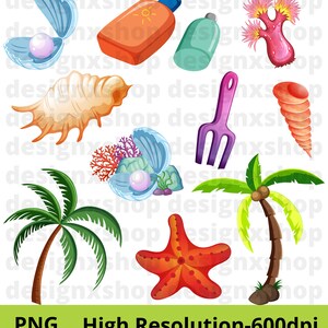 Summer Beach Clipart, Summer Clipart Bundle, Vacation Clipart, Travel ...