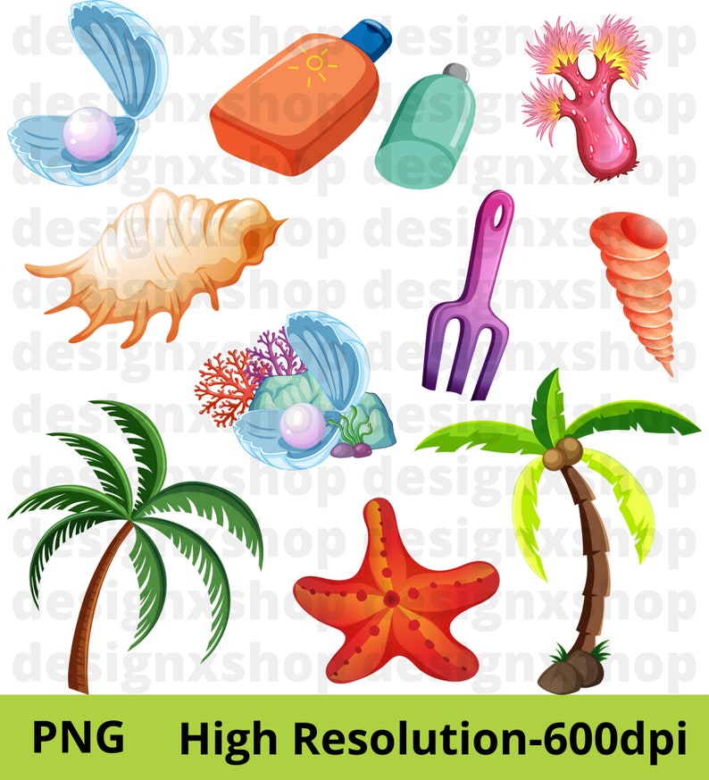 Summer Beach Clipart Summer Clipart Bundle Vacation Clipart - Etsy