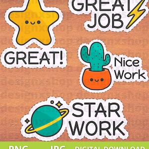 Great Job Motivational Stickers, Reward Stickers Clipart, Good Job ...