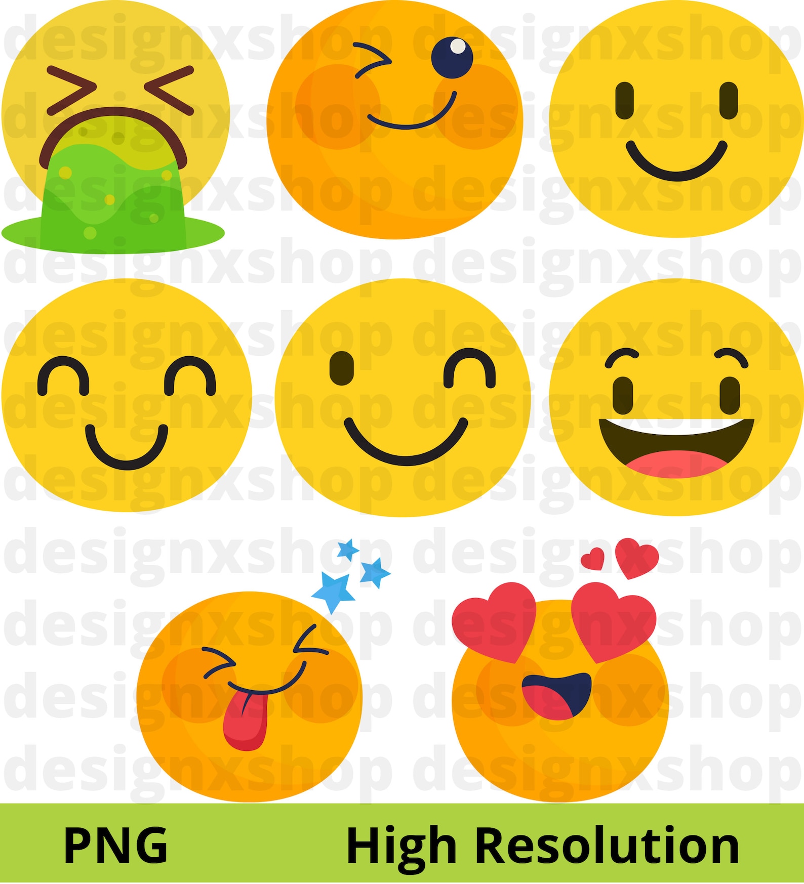 Emoji Clipart: 48 Smiley Face SVG & PNG Bundle (digital Download) - Etsy