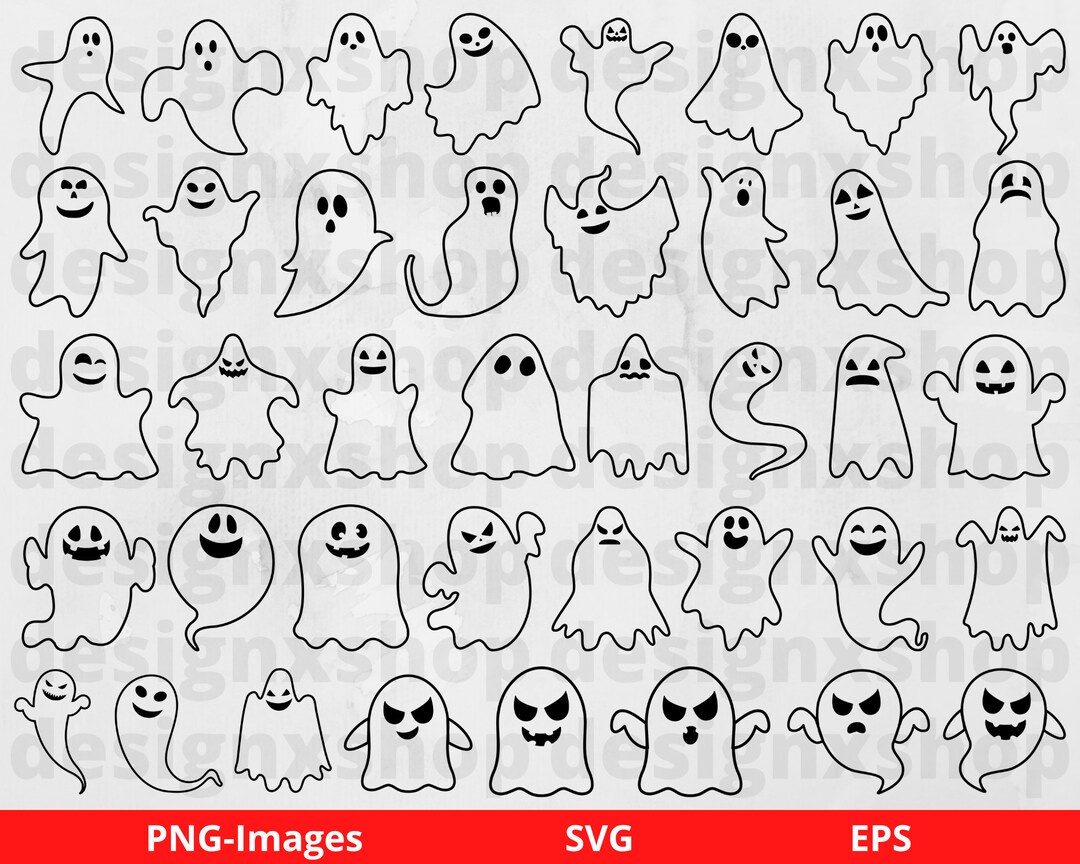 Ghost SVG Bundle Ghost Face SVG Cute Ghosts PNG - Etsy