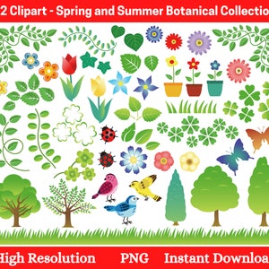 Spring Clipart, Botanical Flower Clipart, Floral Clipart, Summer ...